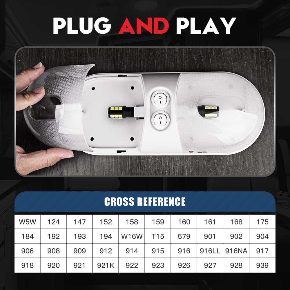 Snapklik.com : VEHICODE 921 LED Bulb RV Interior White 912 922 906 194 ...