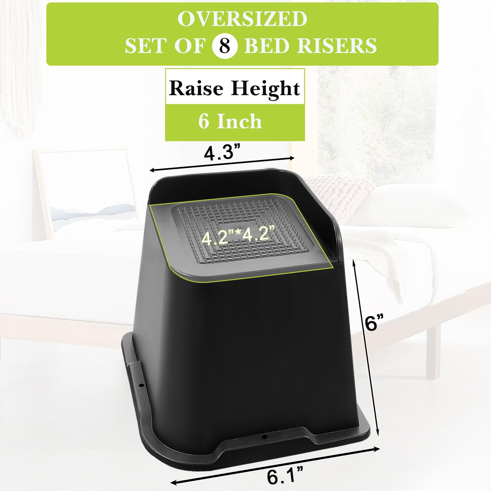 Yookwutar Bed Risers 2 inch, 3 inch, 4 inch, 6 inch, 8 inch Heavy Duty ...