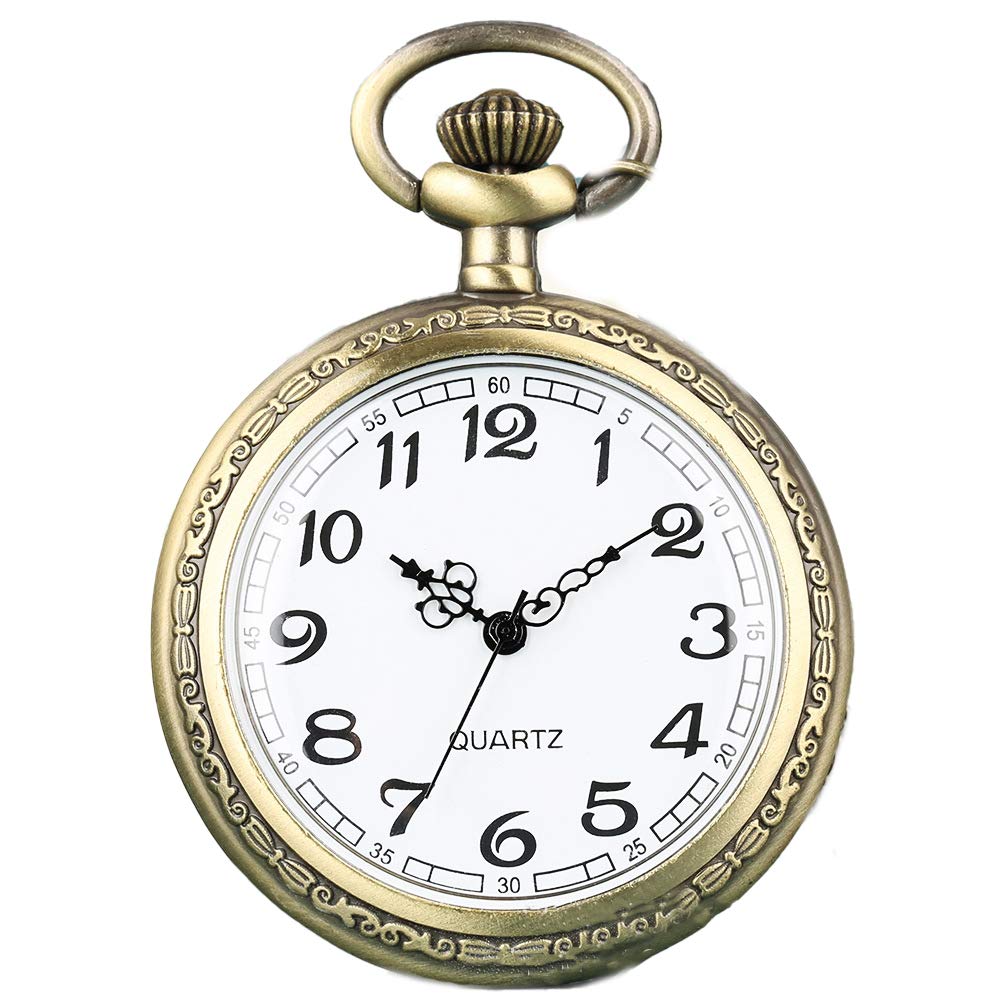 Vintage Steel Quartz Pocket Watch Classic Fob Pocket Watch with Short ...