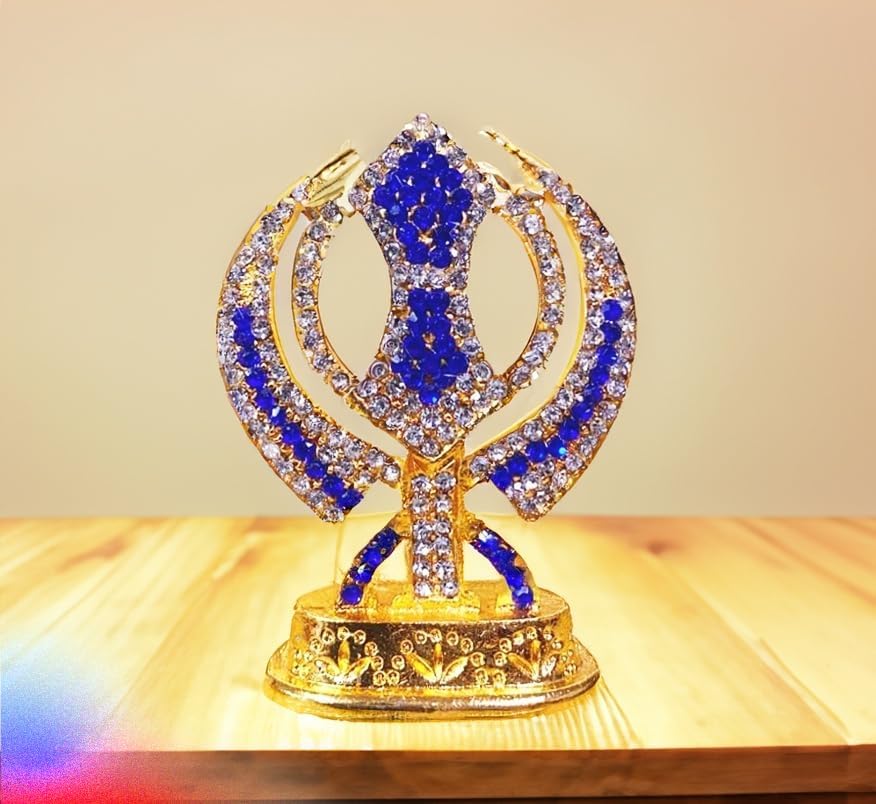 Uniqon Metal Sikh/Punjabi Symbol Khanda Sahib Rhinestone Symbol Idol ...