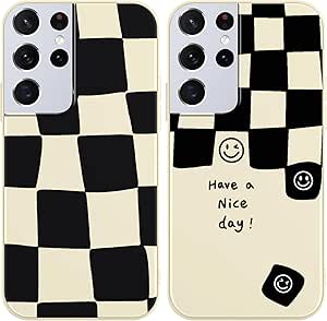 Amazon.com: Jumkook 2 Packs Checkered Pattern Phone Case for Samsung Galaxy S21 Ultra（5G） 6,8 ...