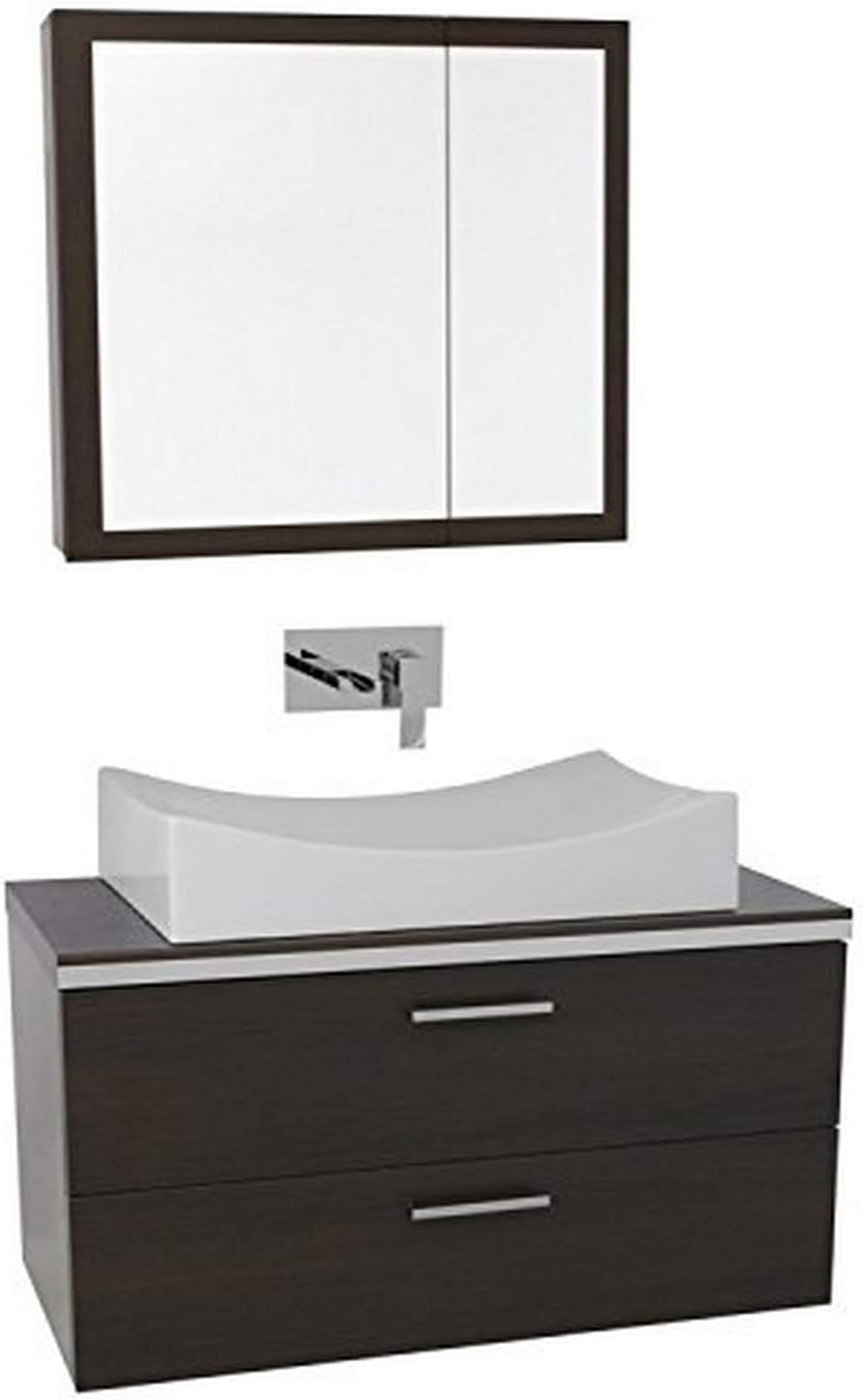 Iotti AN742 Aurora Double Vessel Sink Bathroom Vanity Wall Mounted with ...