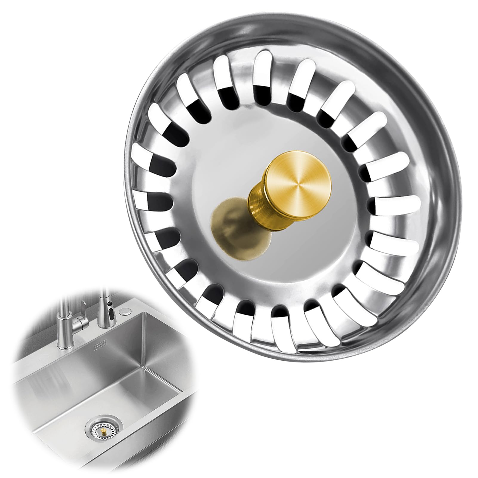Kitchen Sink Plug Strainer, Stainless Steel Sink Plug Strainer Plug ...