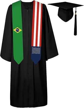 Amazon.com: 72 Inch Brazil Flag and USA Flag Graduation Sash Unisex ...