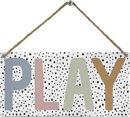 Amazon.com: Mtrgdn Kids Playroom Decor Play Sign Boho Wall Plaque Sign ...