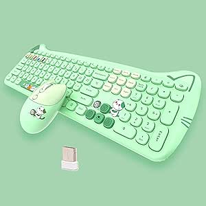 Cute Cat Keyboard and Mouse Combo Wireless, Kawaii Keyboard and Mouse ...