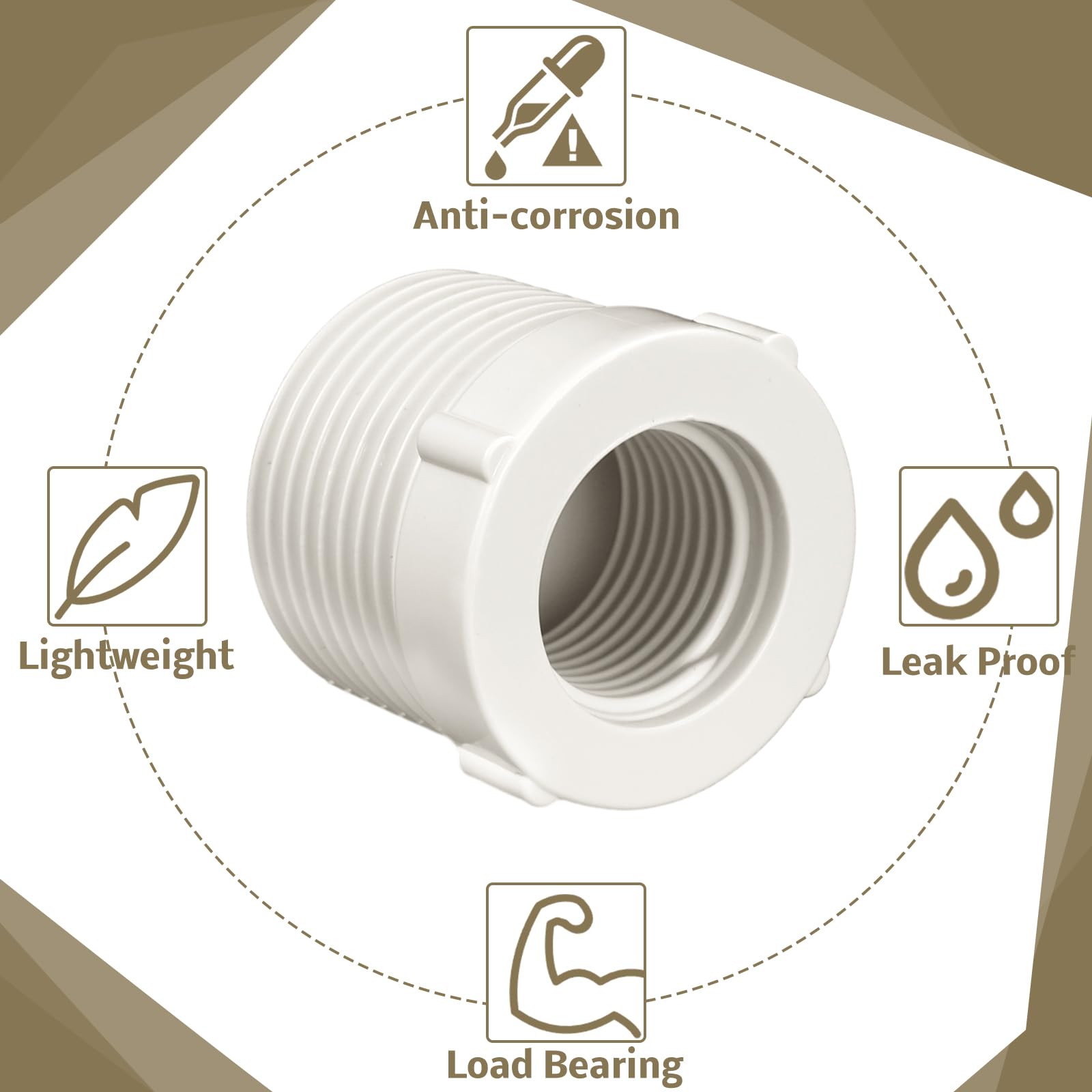 Snapklik.com : 10 Pcs PVC Pipe Fitting 1" Male Thread To 1/2"female ...