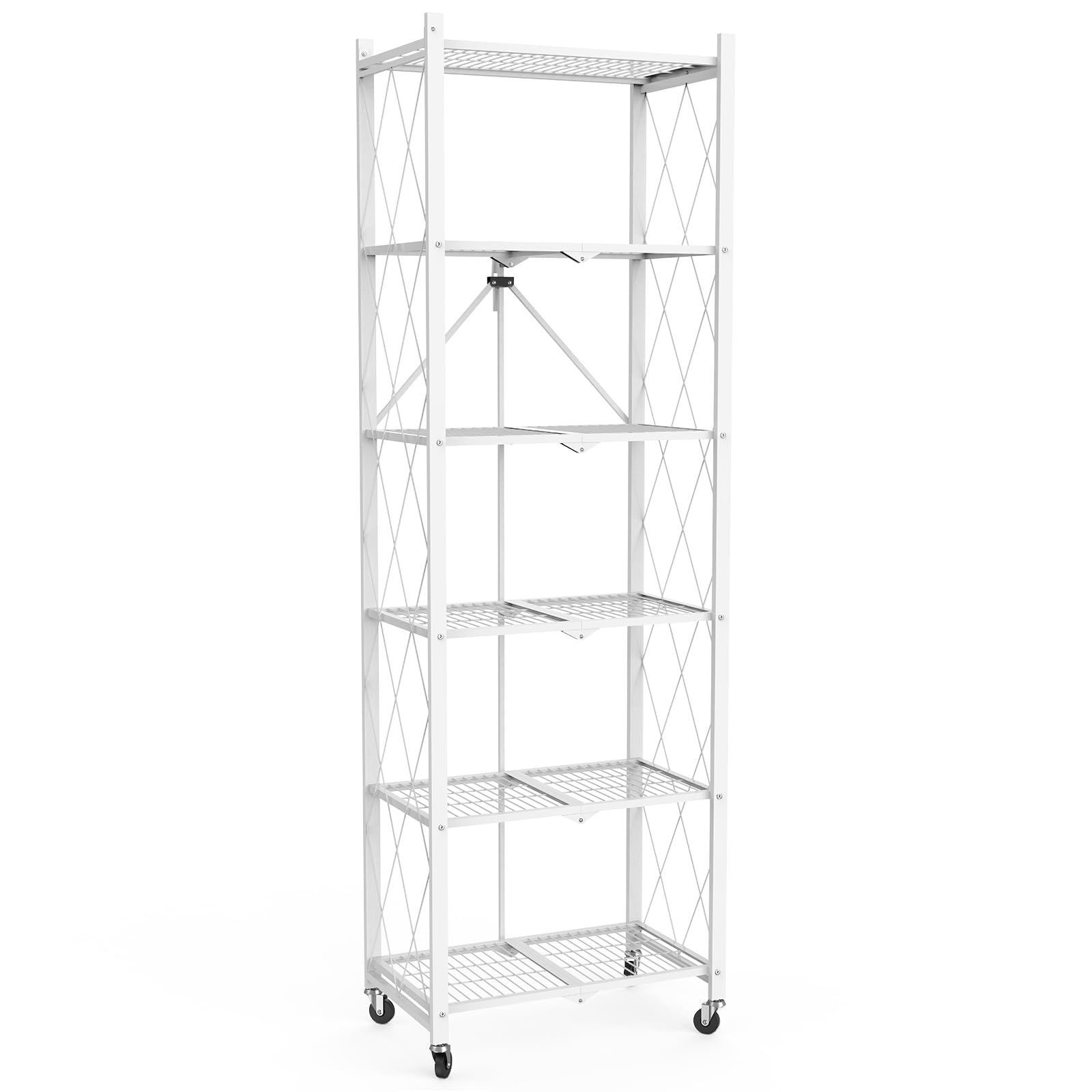 Amazon.com: FREGREE 72" H 6 Tier Foldable Storage Shelf with Wheels ...