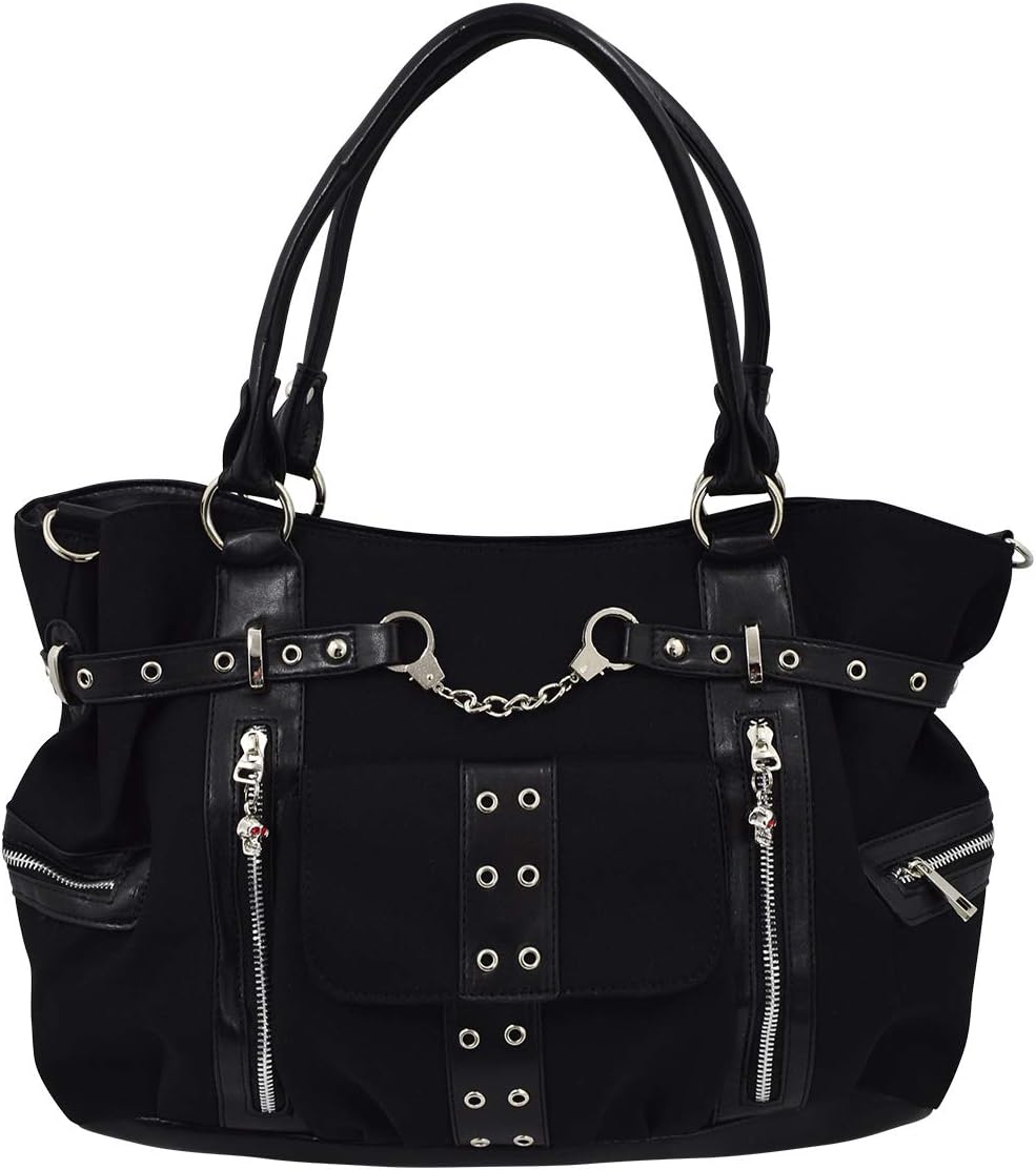 Amazon.com: Lost Queen Rise Up Handcuff Goth Punk Rock Black Tote ...