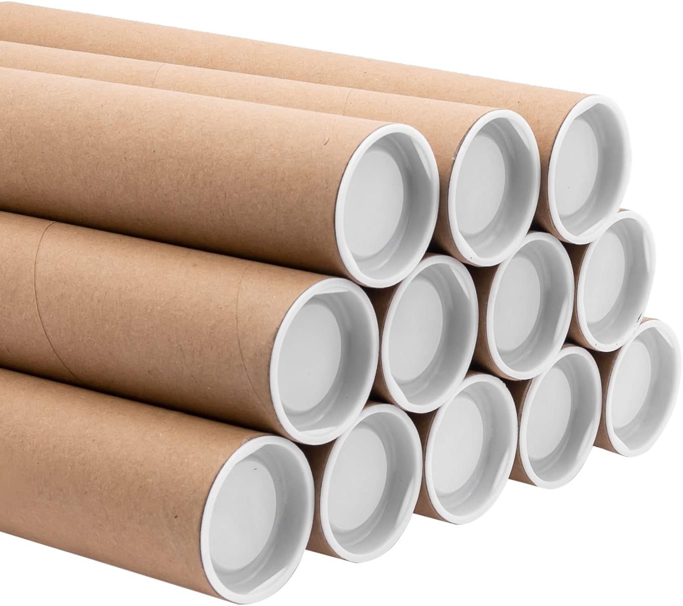 12 Pack Mailing Tubes with Caps, 2" x 16",Kraft Shipping Tubes for ...