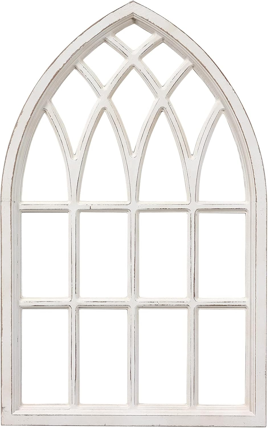 Rustic Arched Window Frame 20" x 32", Hanging Distressed White Window ...