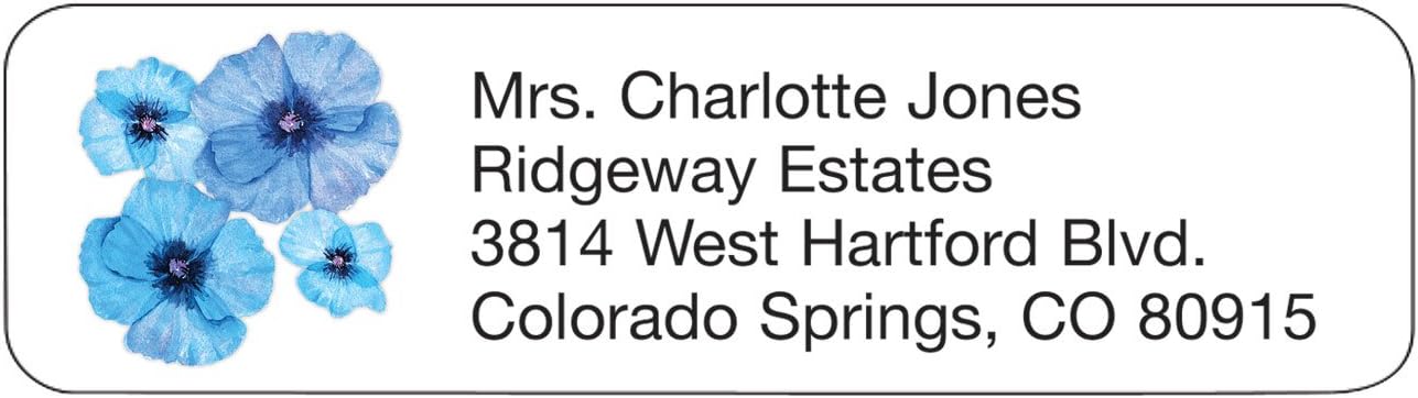 Amazon.com : Personalized Floral Address Labels-Artful Blue Flowers ...