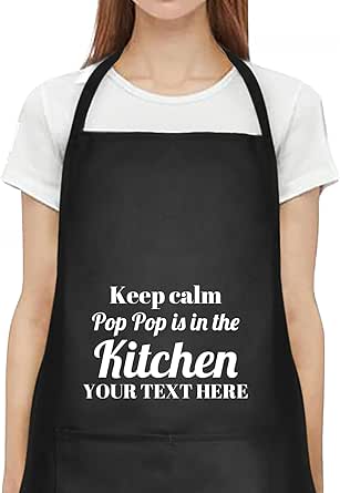Amazon.com: Lemon Bee Keep Calm Pop Pop Is In The Kitchen Custom Apron ...