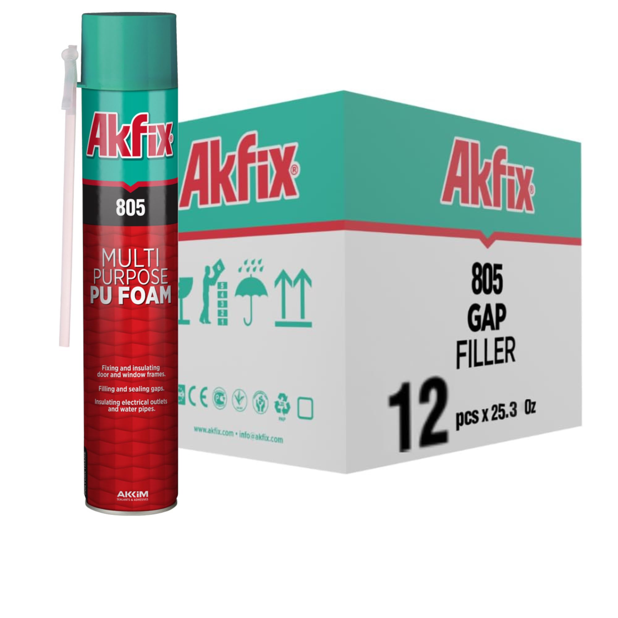 Snapklik.com : Akfix 805 Gap Filler Expanding Foam Sealant (12x253 Oz ...