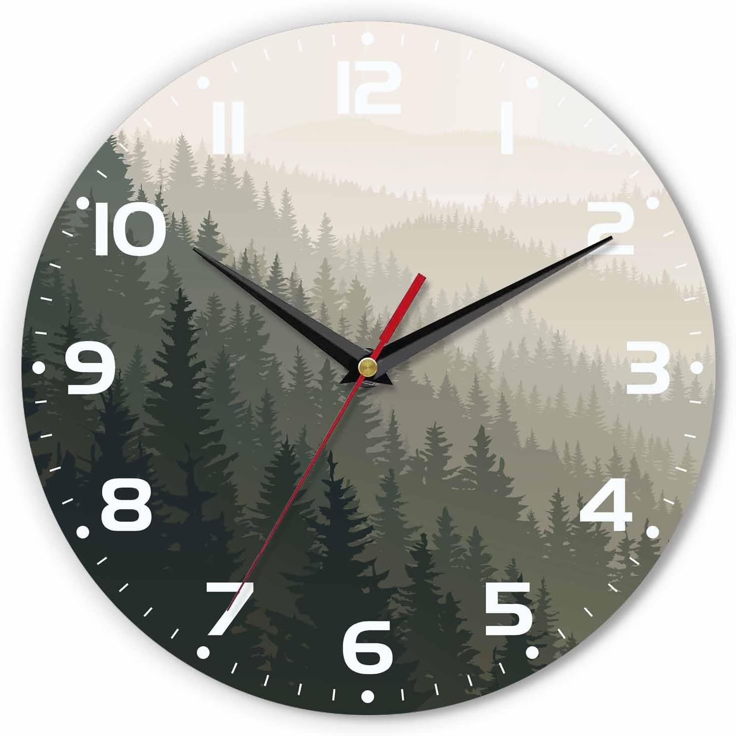 Amazon.com: Fog Valley Spruce Scene Wall Clock Nature Tree Mystery Mist ...