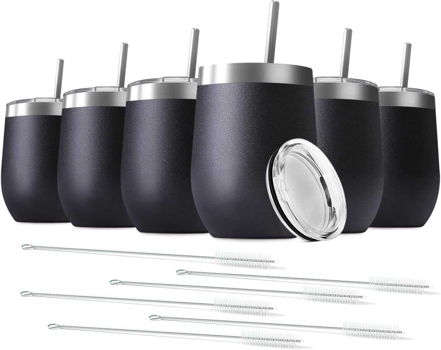 Amazon.com | Deitybless 6 Pack 12 oz Stainless Steel Stemless Wine ...