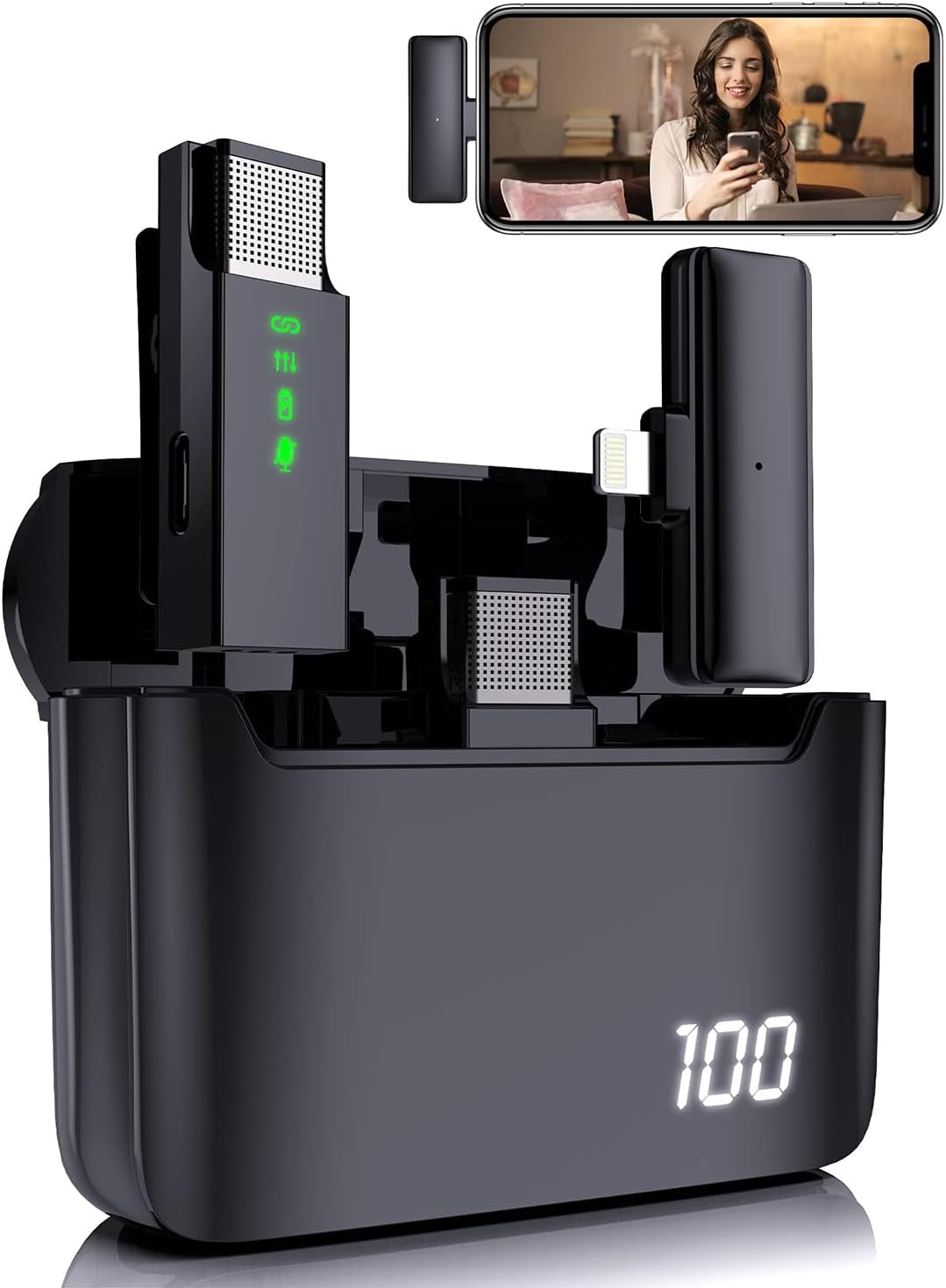 Microfonos Inalambricos, Micrófono con Estuche de Carga, Micrófono con ...