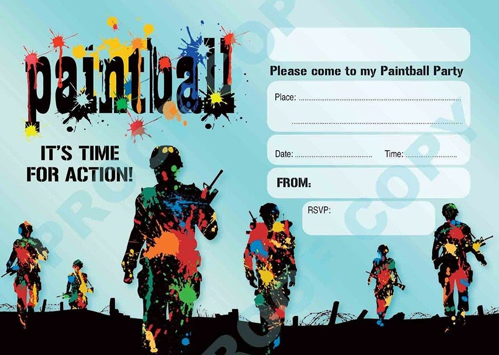 Blank Paintball Invitations