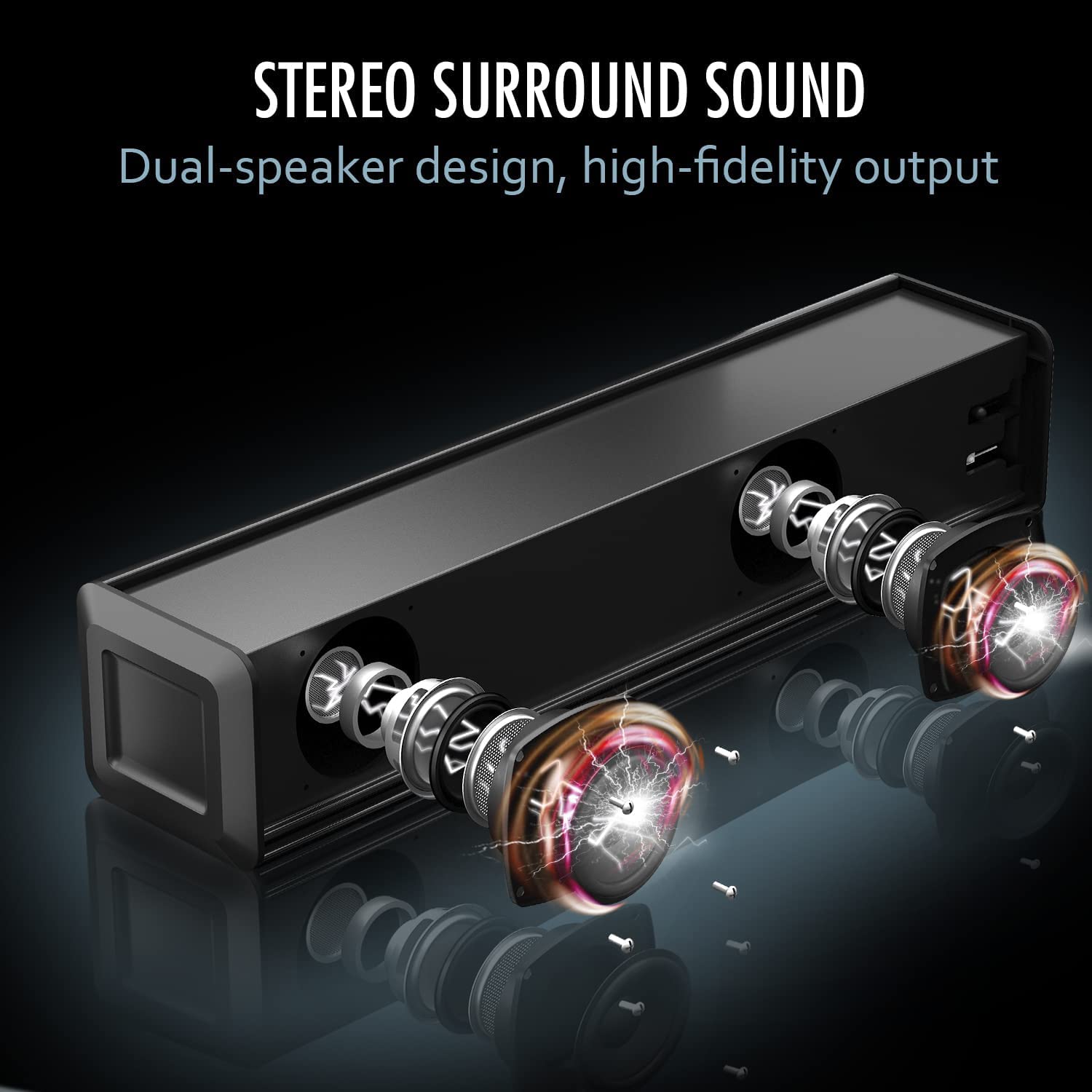 Snapklik.com : Wohome 16-Inch Small Sound Bars For TV, 50W Mini TV ...