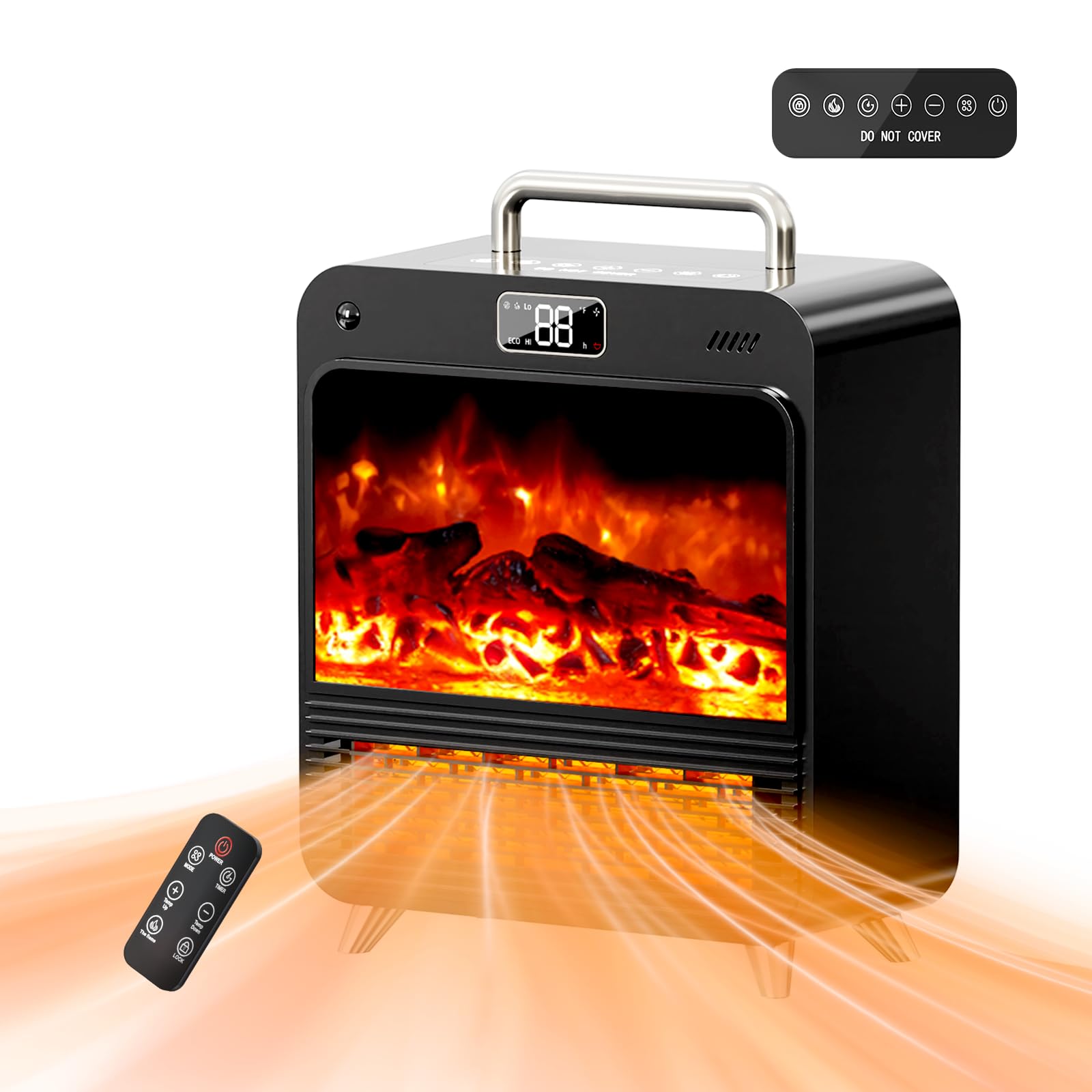 Amazon.com: Feculs Electric Fireplace Heater, 3-in-1 Portable Fireplace ...