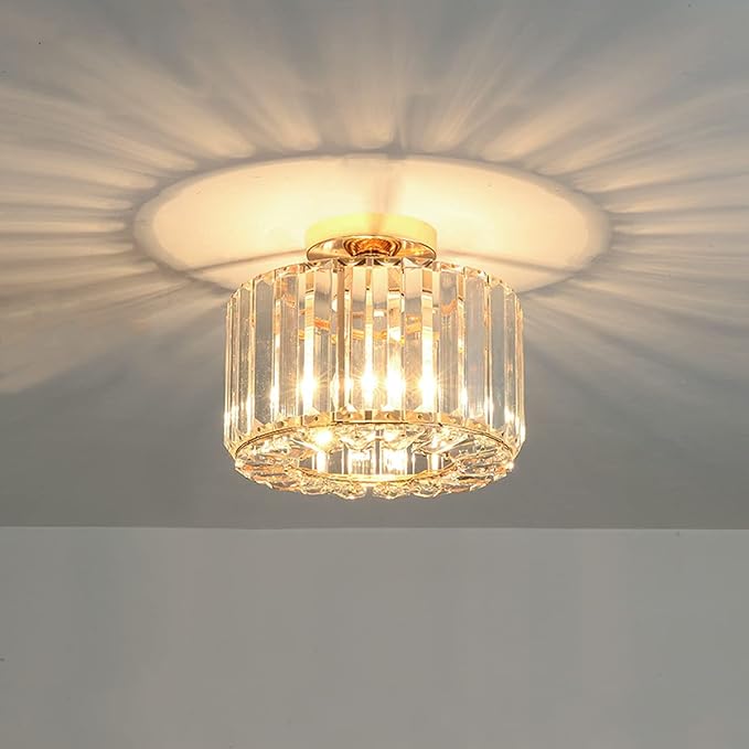 Higufyier Crystal Ceiling Light, Semi Flush Mount Ceiling Light, Small ...