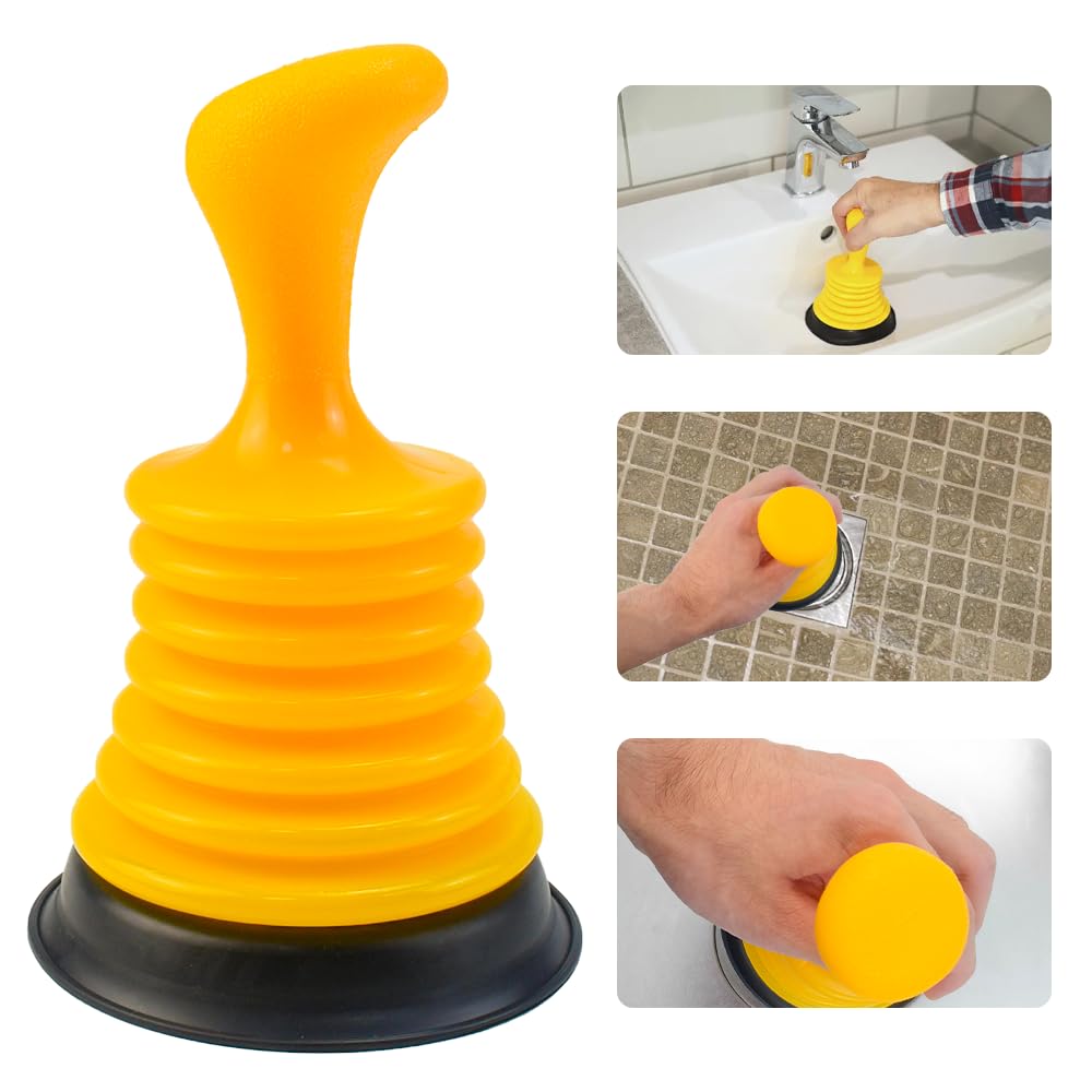 MAGENME Sink Plunger PowerfulDrain Plunger Commercial Style Plumbers ...
