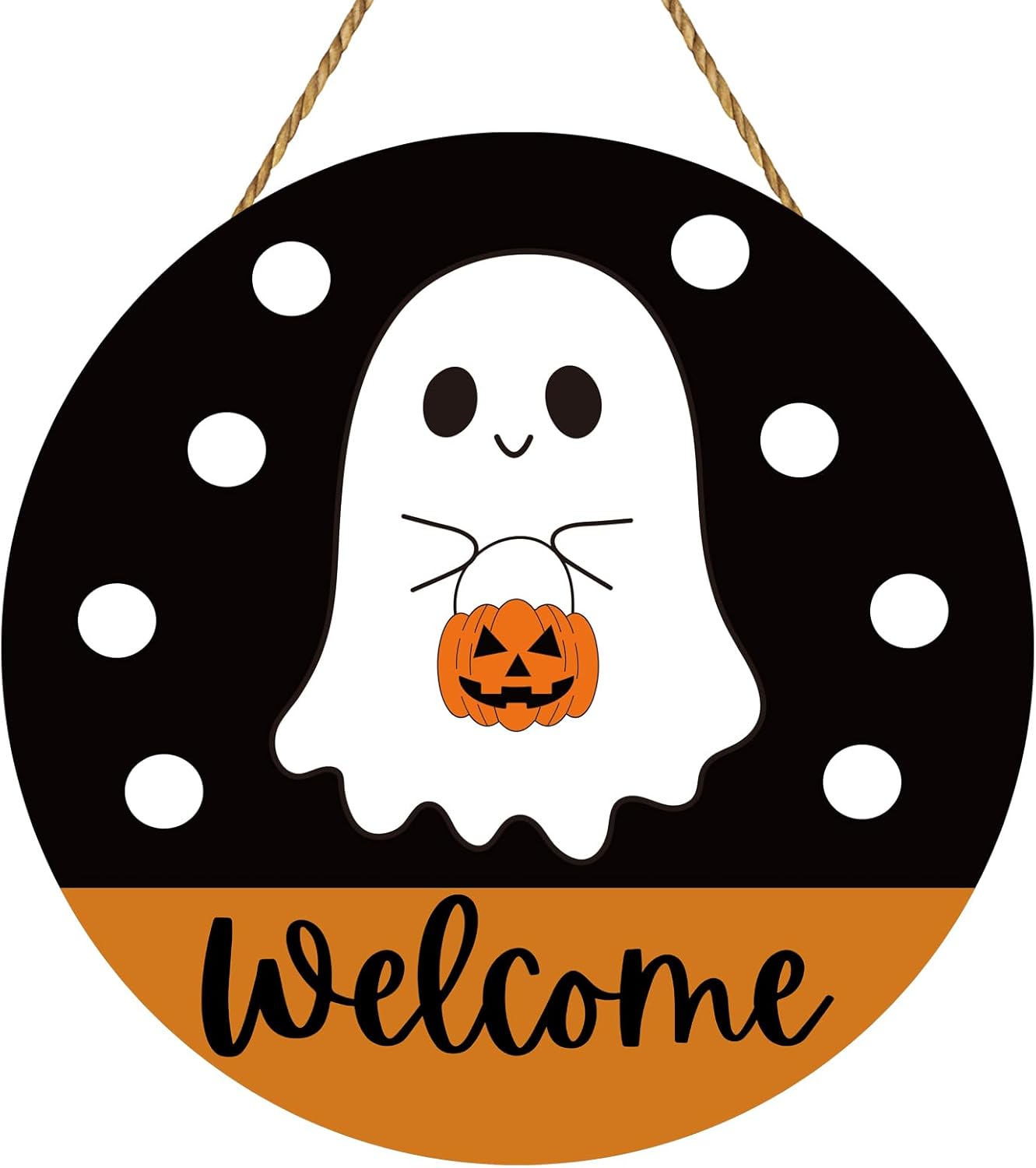 Amazon.com: Halloween Door Decorations Cute Ghost Pumpkin Door Sign ...