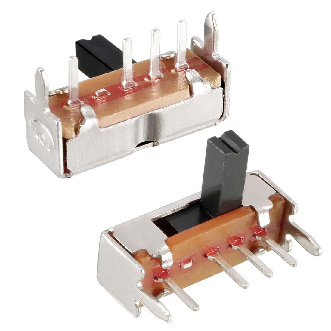 uxcell 50Pcs 6mm Horizontal Slide Switch SP3T 1P3T 4 Terminals PCB ...