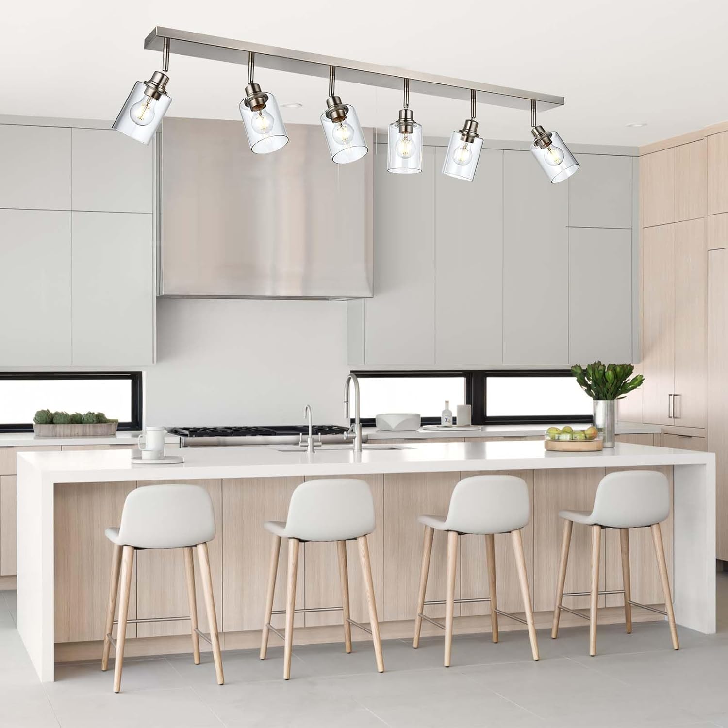 Amazon.com: Lucidce 6-Light Adjustable Track Lighting Brushed Nickel ...