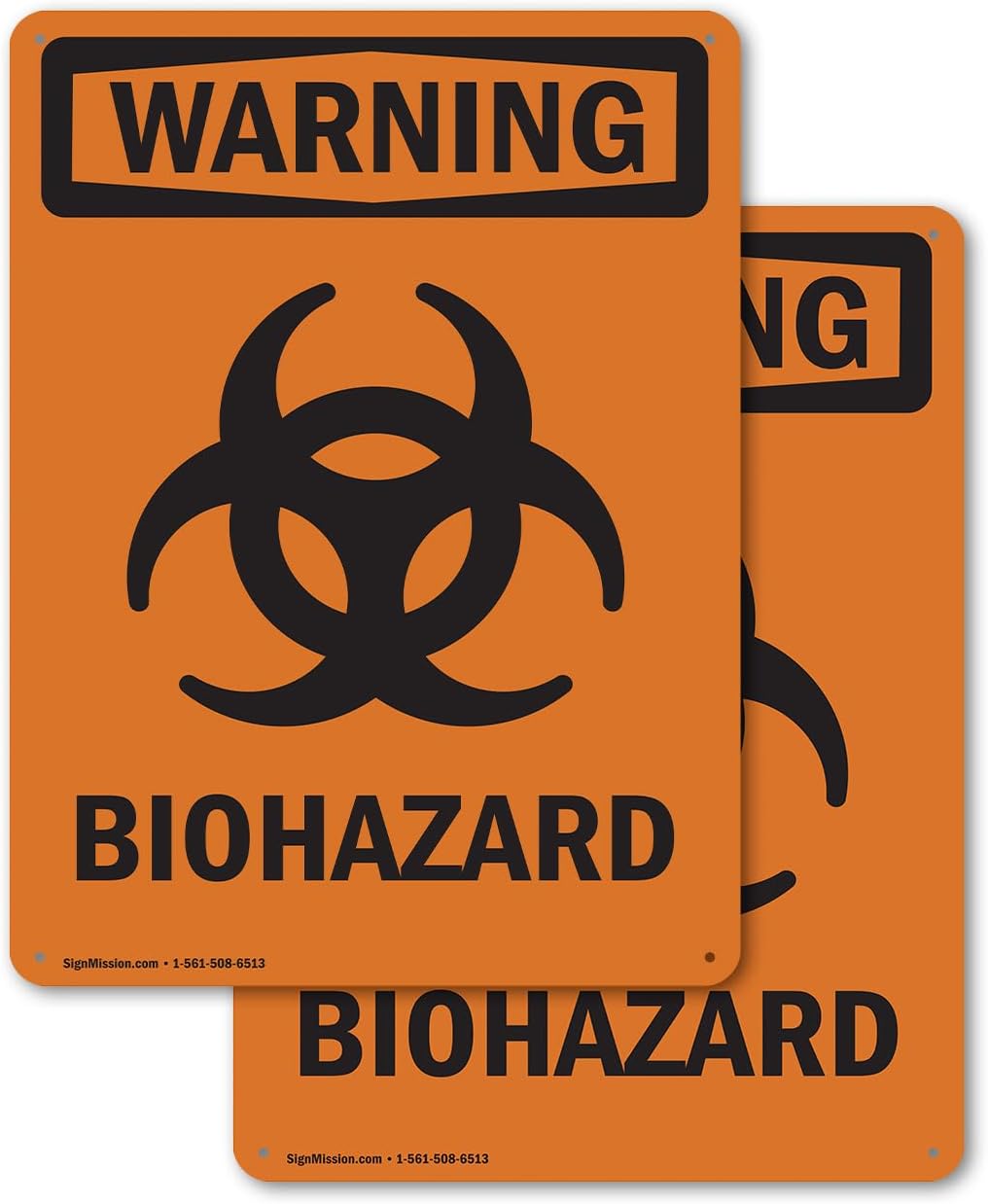 Amazon.com: (2 Pack) Biohazard With Symbol OSHA Warning Sign 7 Inch X ...