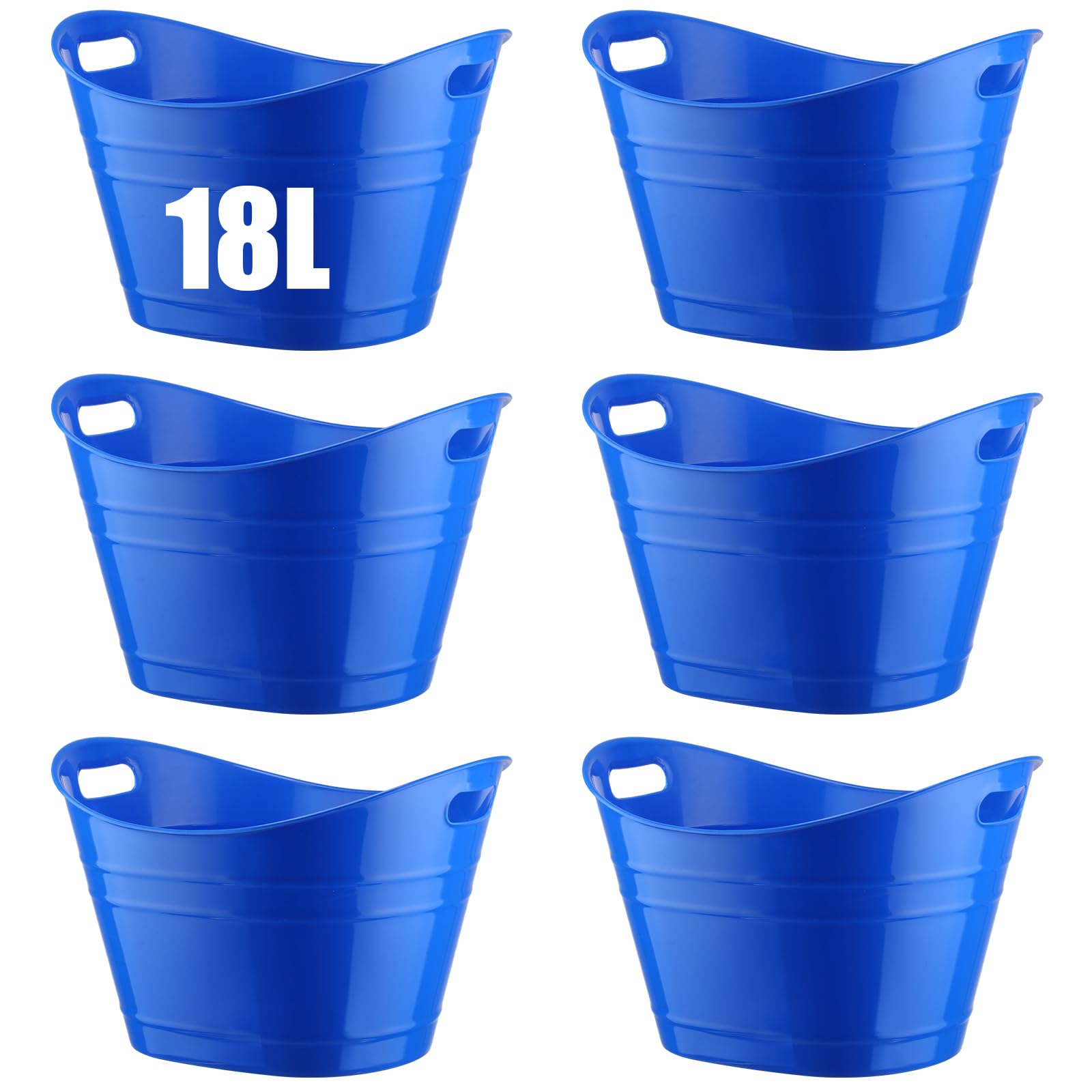 6 Pieces Ice Buckets Bulk, Plastic Ice Buckets with Handles, Oval ...