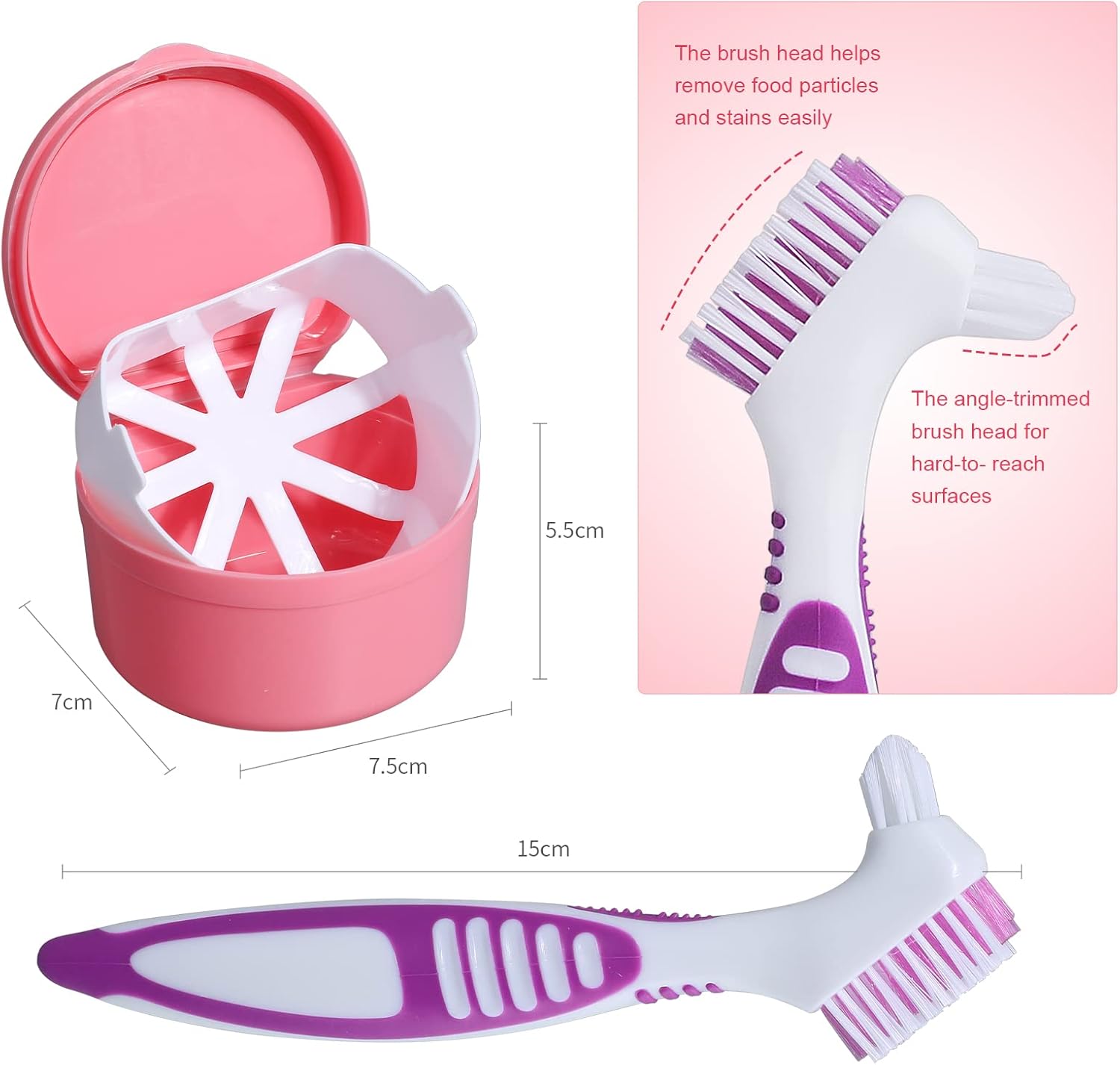 bcenyaz Denture Bath Box with Basket – False Teeth Complete Clean Care ...