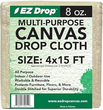 EZ Drop Painter's Large Canvas Fabric Drop Cloth for Painting (4 ft. x ...