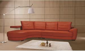 Amazon.com: Matisse Leather Sectional Color: Orange, Orientation: Left ...