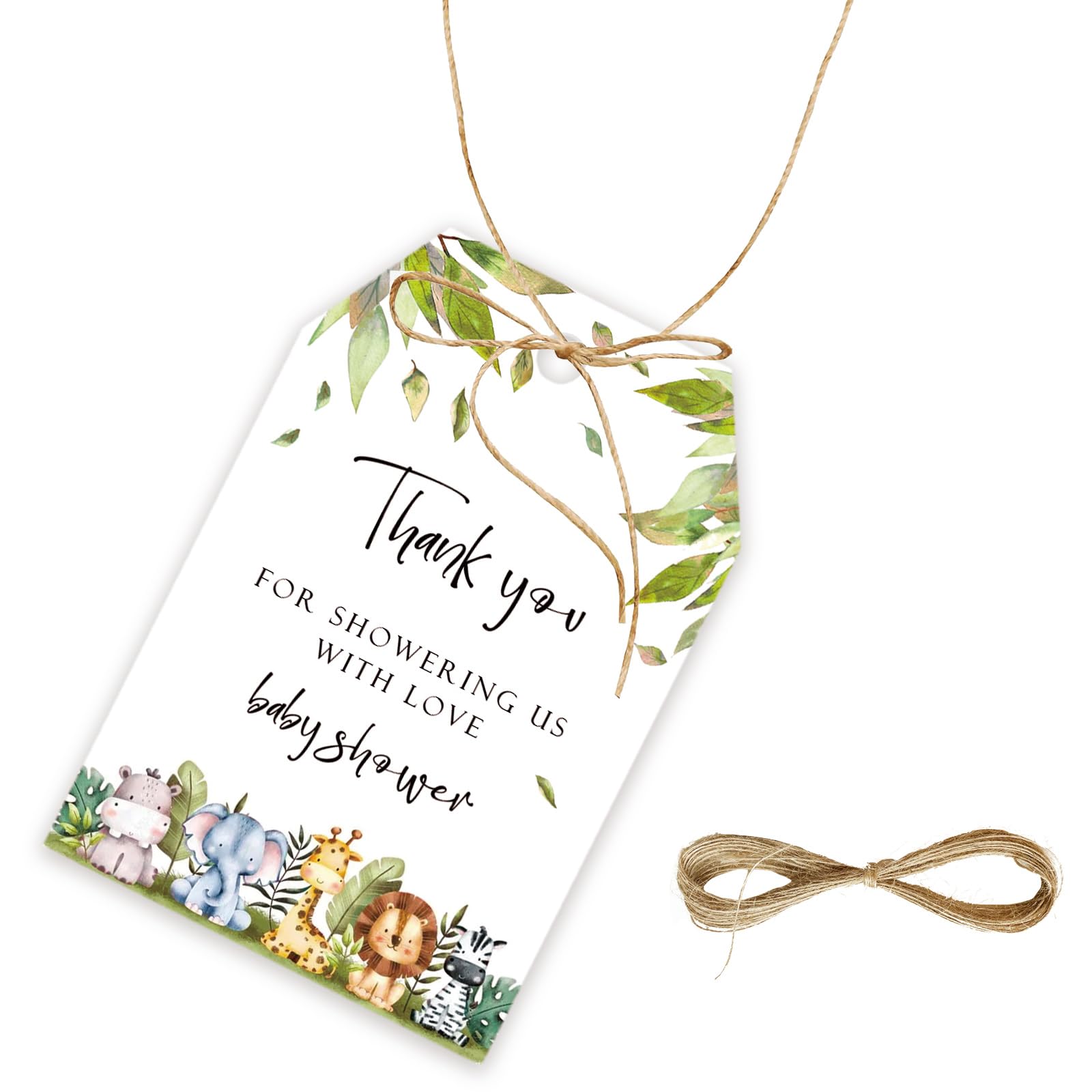 Amazon.com: 50pcs Jungle Safari Thank You Tags, Wild Animals Gift Tag ...