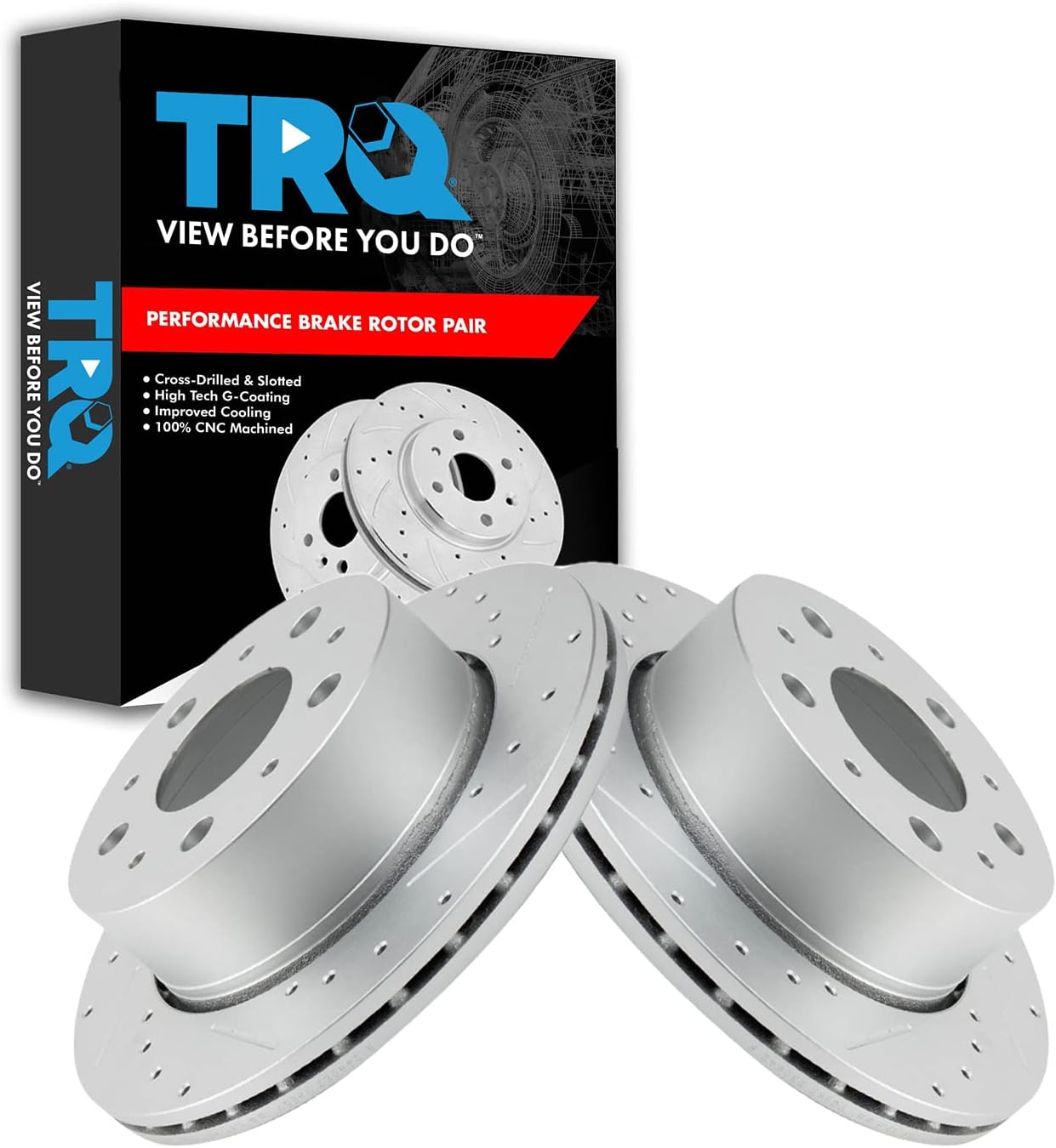 Amazon.com: TRQ Rear Performance Brake Rotors Set Premium G-Coated Compatible with 2014-2021 Ram ...