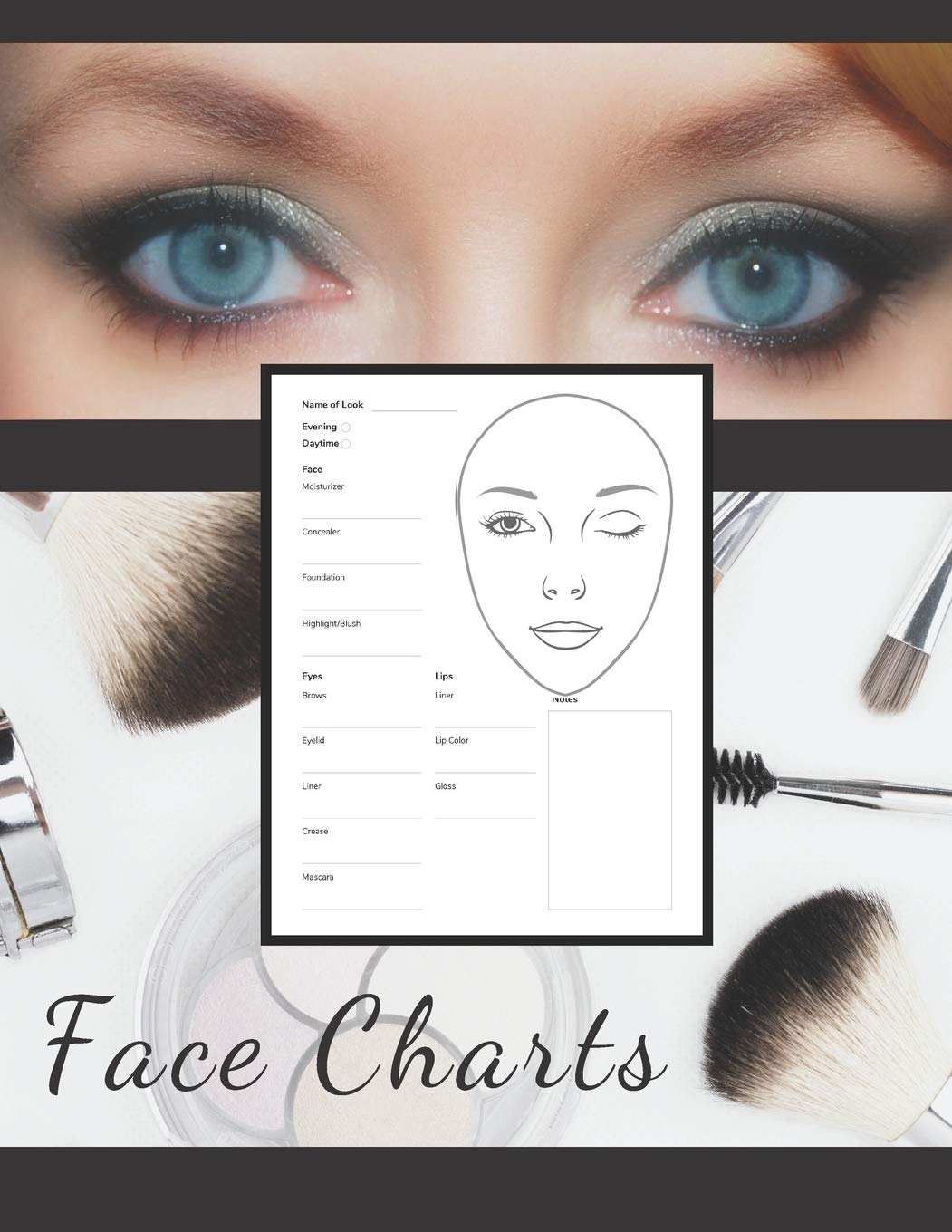 Buy Blank Makeup Oval Face Charts Paper Sheets Logbook to Record ...