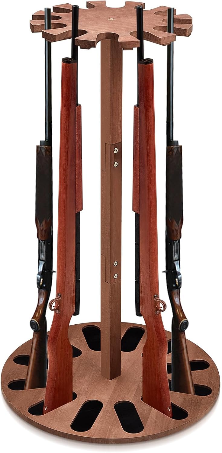 Amazon.com: Menkxi Wooden Rotating Gun Rack Holds 12 Guns Display ...