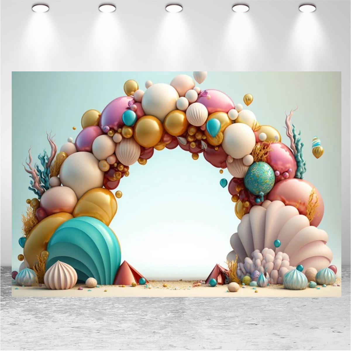 Amazon.com : Vinyl Birthday Arch Flower Photography Backdrop Balloons ...