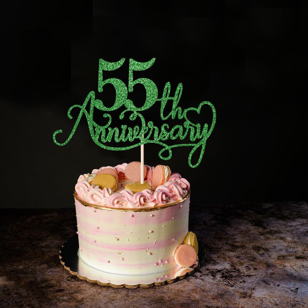Amazon.com: Naicaek 55th Anniversary Cake Topper，55th Wedding ...