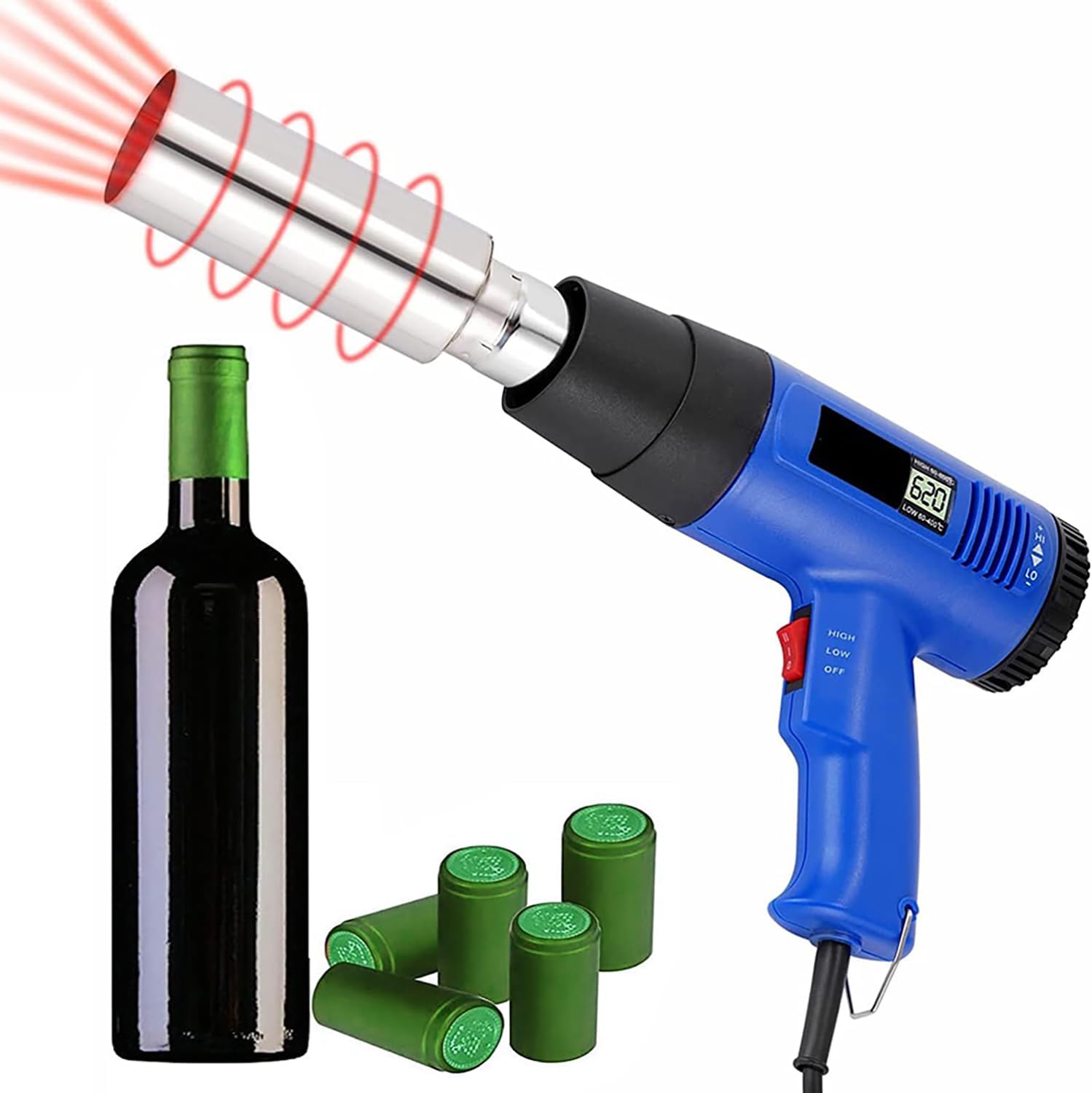 Handheld Heat Shrink Gun 2000W PVC Capsule Heat Shrinker Wine Capsule ...