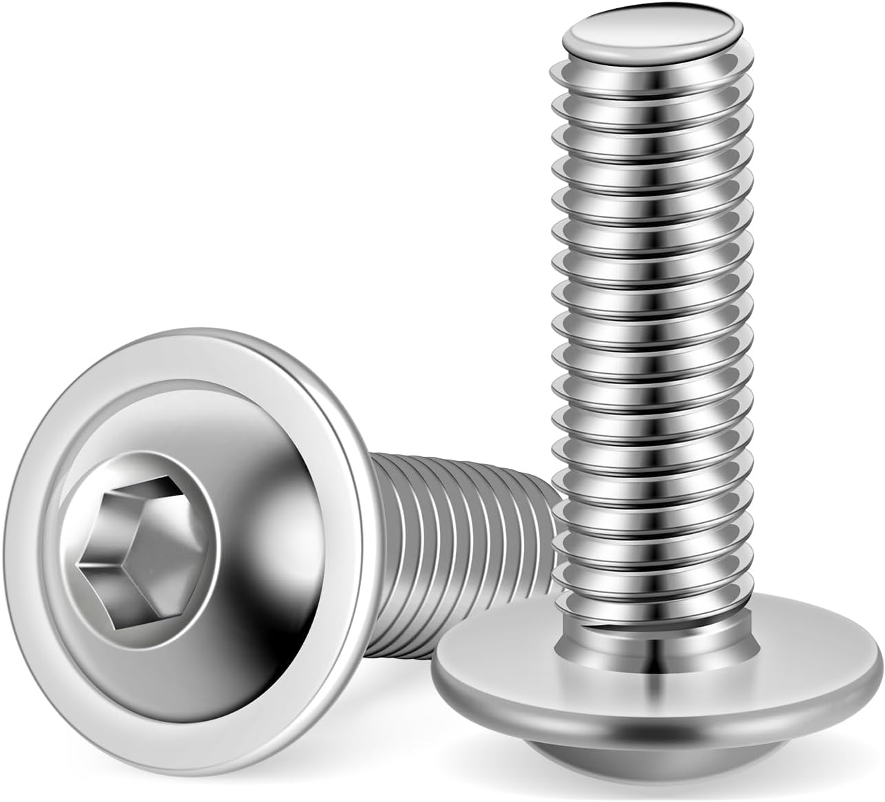 M6-1.0 x 25mm Flanged Button Head Socket Cap Screws, Stainless Steel 18 ...