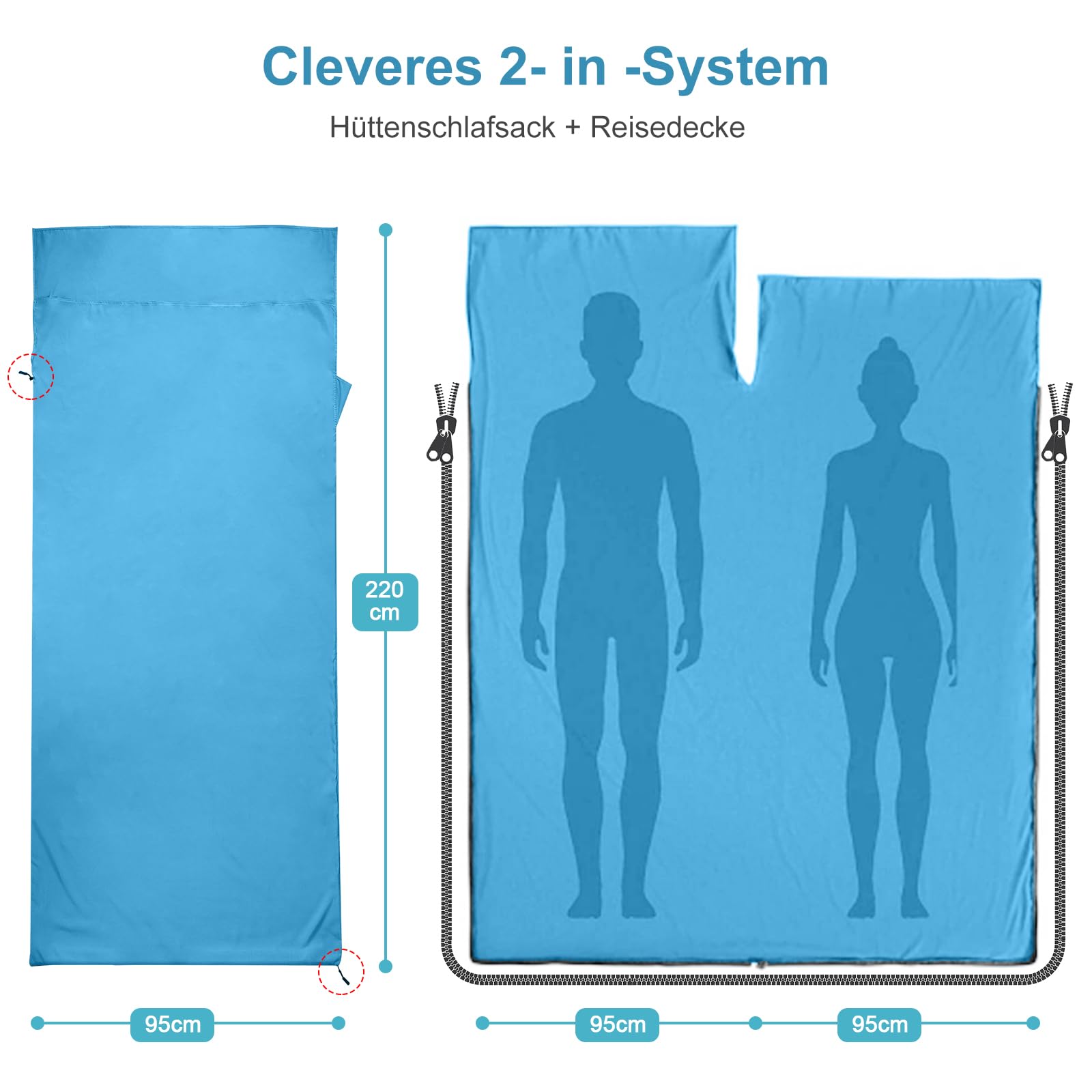 Snapklik.com : Sleeping Bag Liner, Upgraded Two Way Zippers Adult Sleep ...