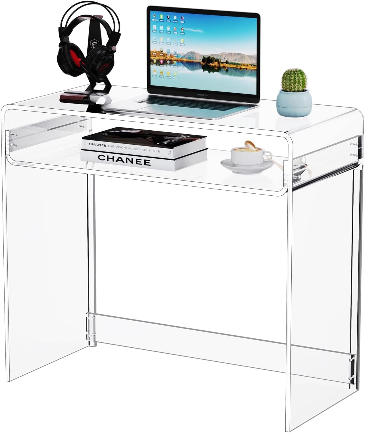 Amazon.com: Neos Modern Furniture Bent Glass Computer Desk Contemporary ...