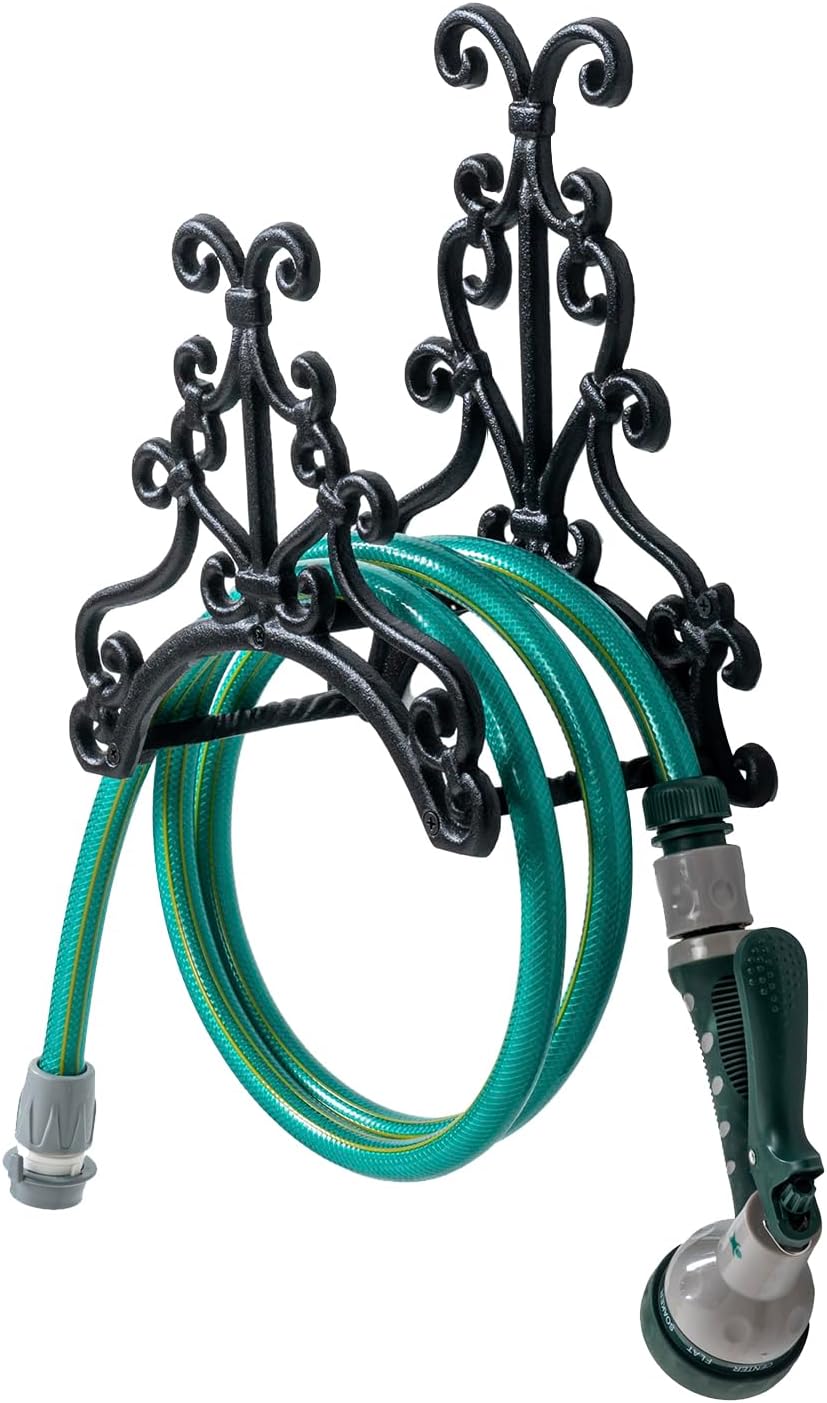 Amazon.com : MyGift Wall Mounted Garden Hose Holder, Vintage Baroque ...