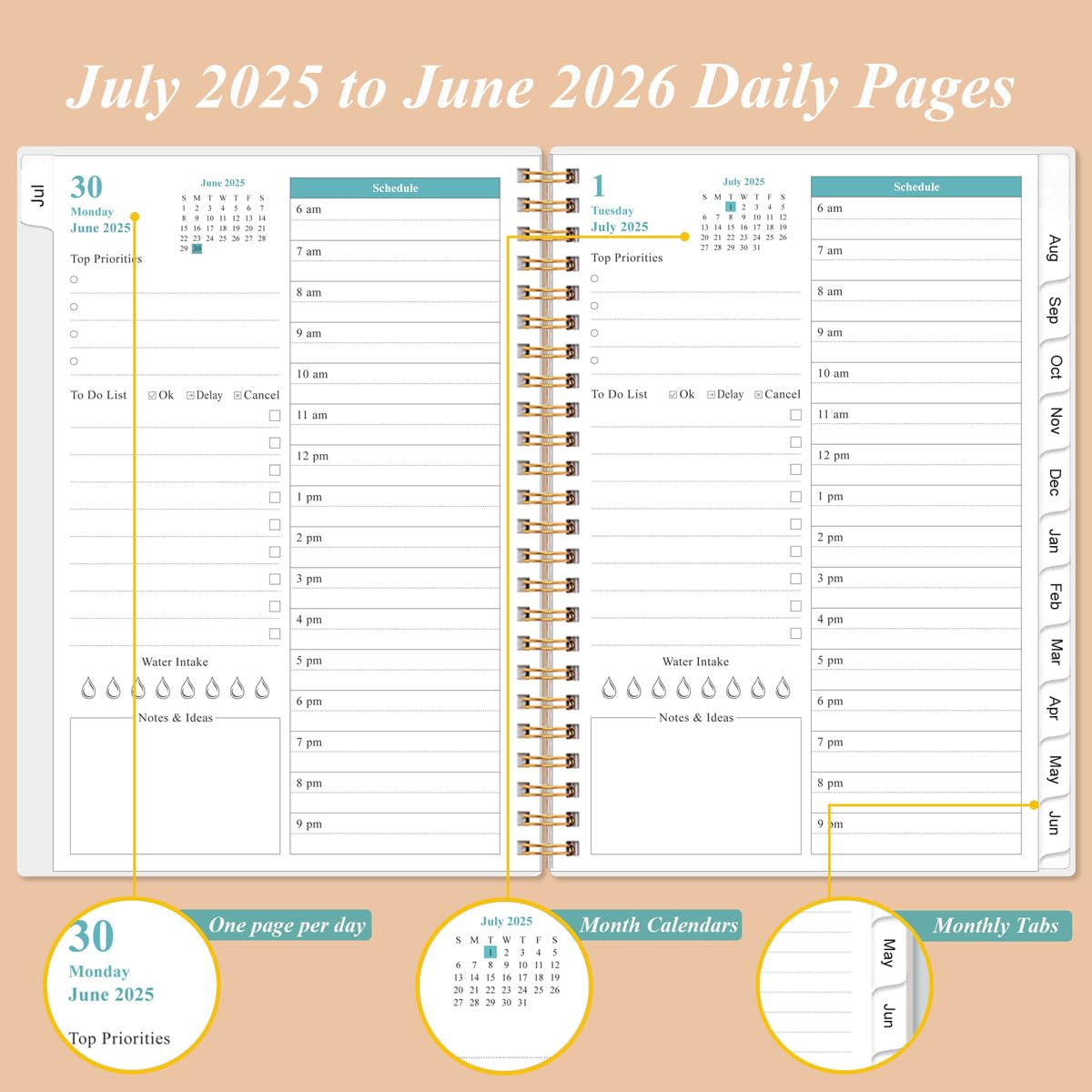 Snapklik.com : 2025-2026 Daily & Monthly Planner - One Page Per Day ...