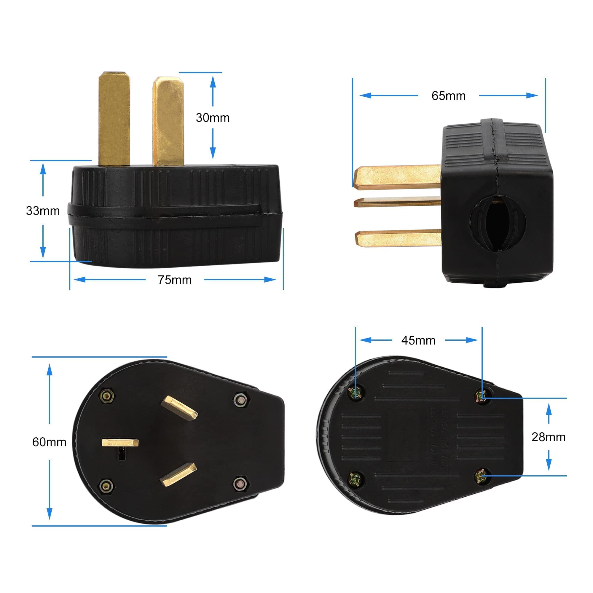 Snapklik.com : 50A Power Plug NEMA 10-60P 50Amps 250V Power Plug, Heavy ...