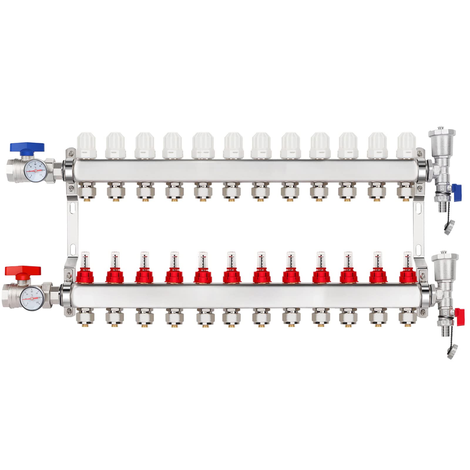 Dollate Radiant Floor Manifold Set 12 Loop Manifold Kit Stainless ...