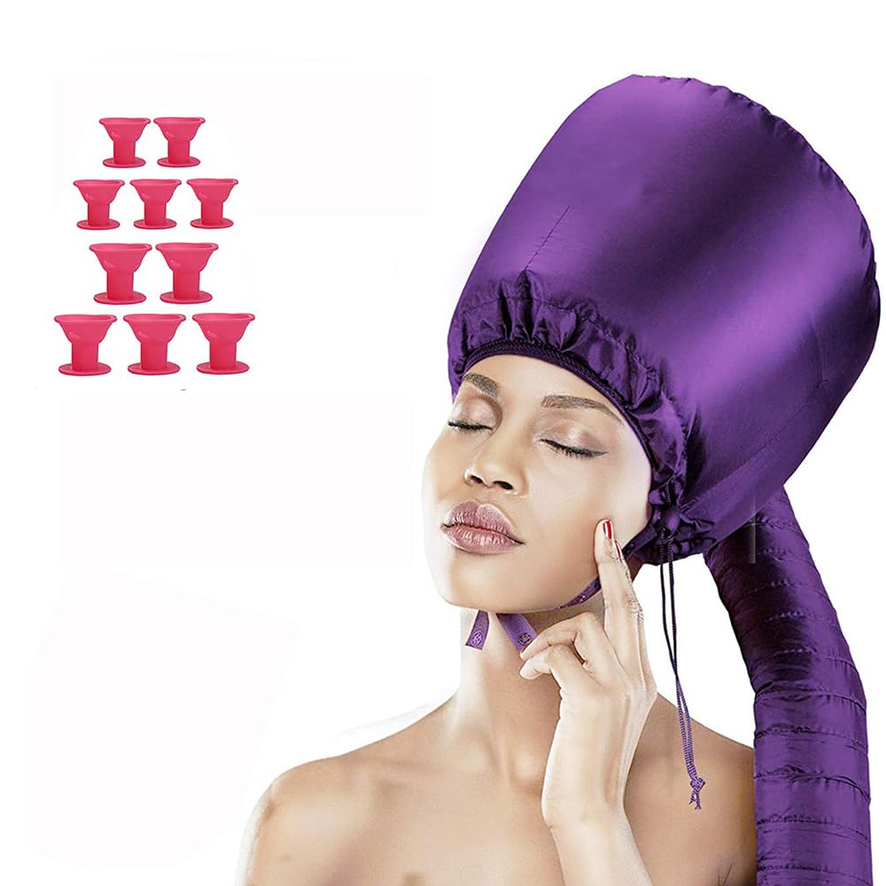 Amazon.com: Bairnqner Hair Dryer Bonnet Hood Cap with 10 Silicone Hair ...
