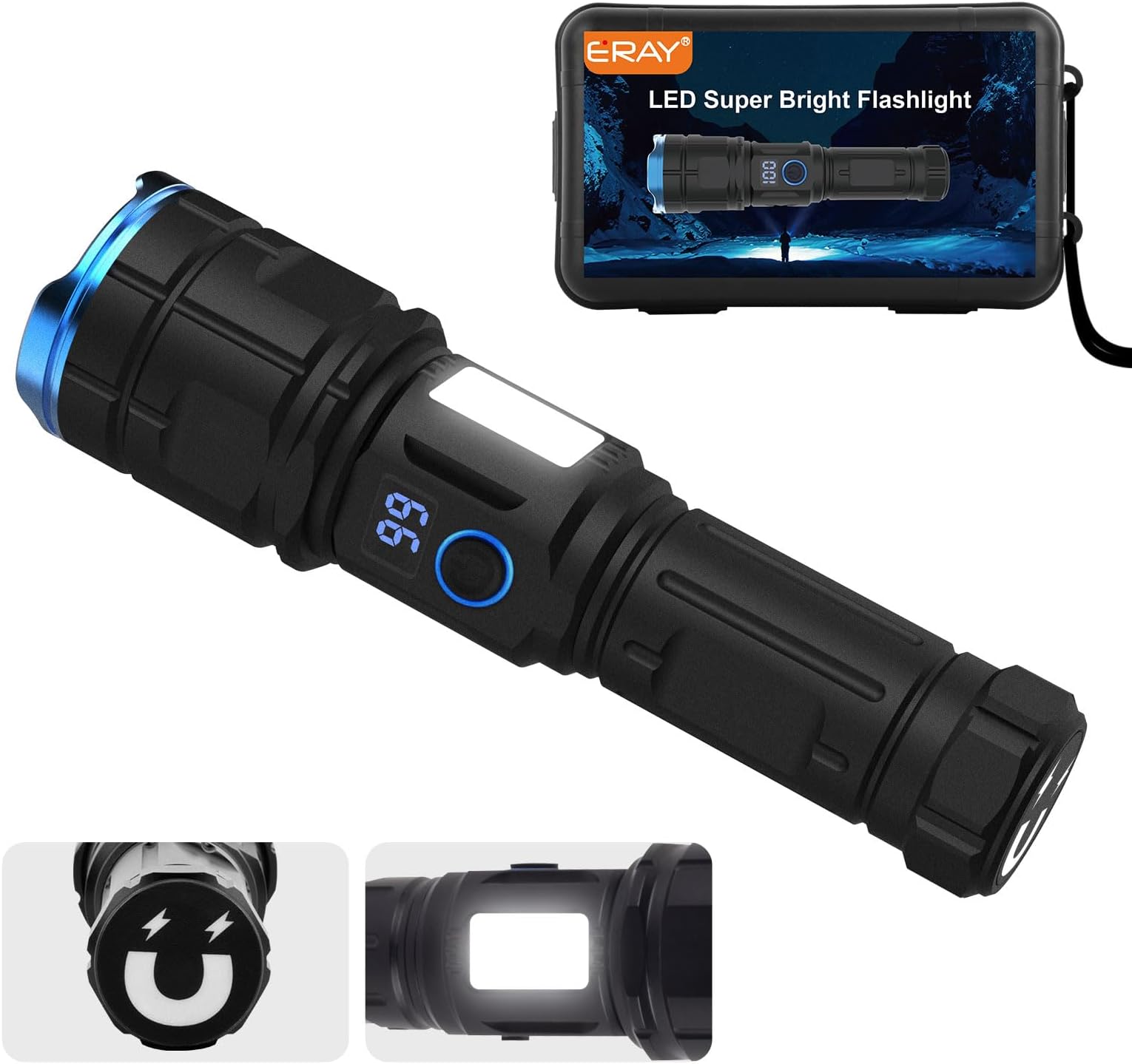 ERAY LED Super Bright Torch, USB Rechargeable Waterproof Handheld ...